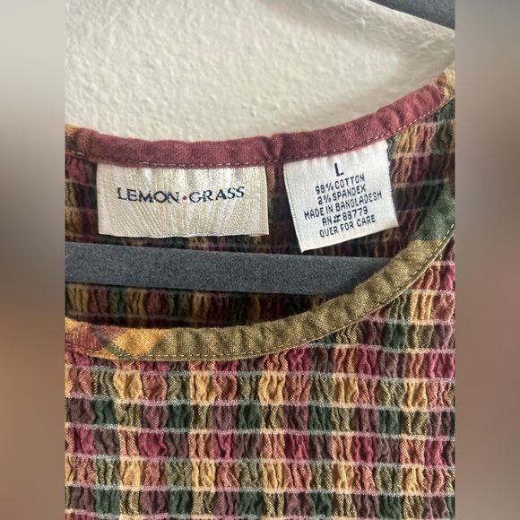 Lemon Grass | Tops | Vintage 9s Lemon Grass Plaid Crinkle Tank Top ...
